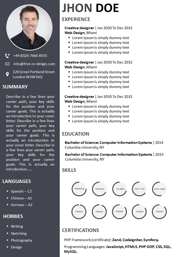 Download Free Two-column Resume ready to be edited | Resume Word ... Download Free Two-column Resume ready to be edited | Resume Word ...
