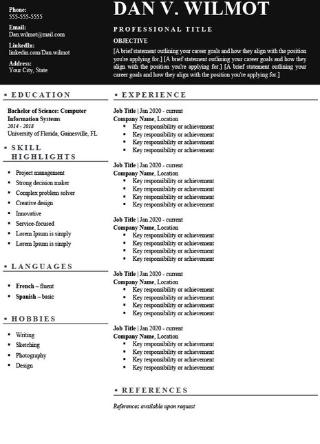 Basic CV Template Word & PPT format [Free Download]